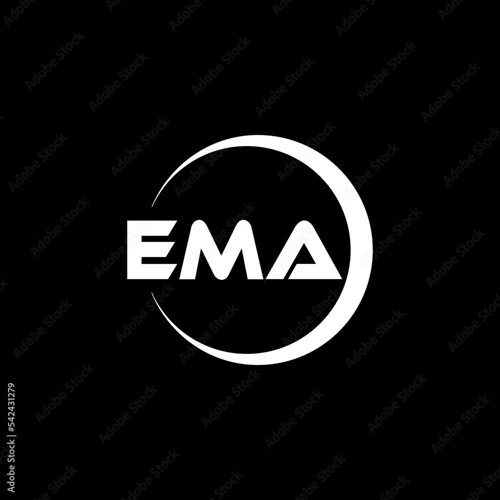 EMA letter logo design with black background in illustrator, cube logo ...