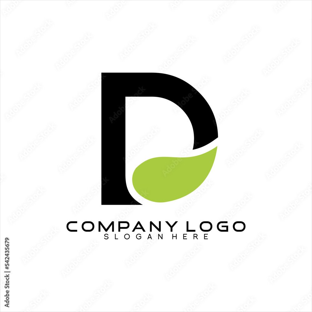 Letter D vector logo design with leaves. Stock Vector | Adobe Stock