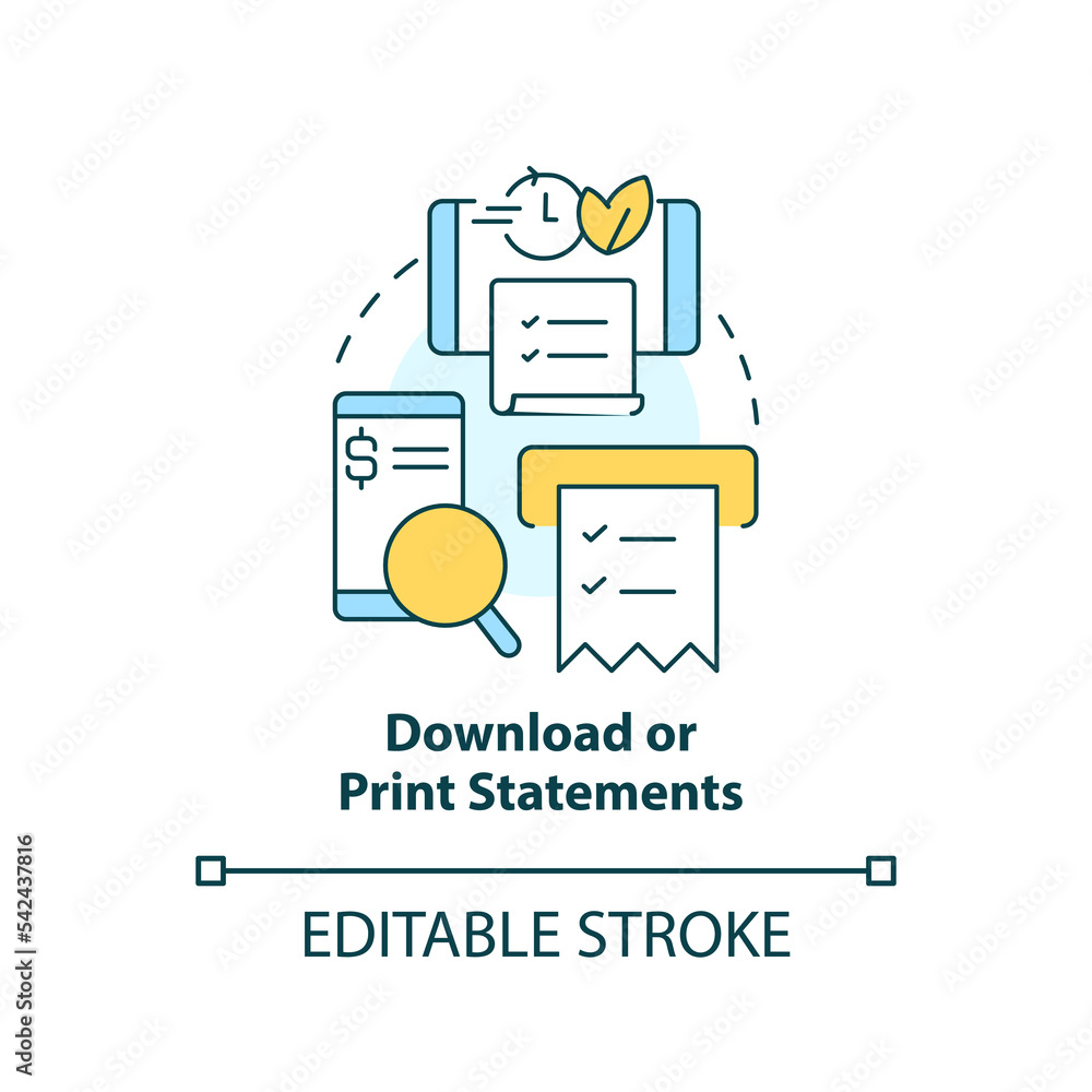 Download and print statements concept icon. Online service. Internet ...