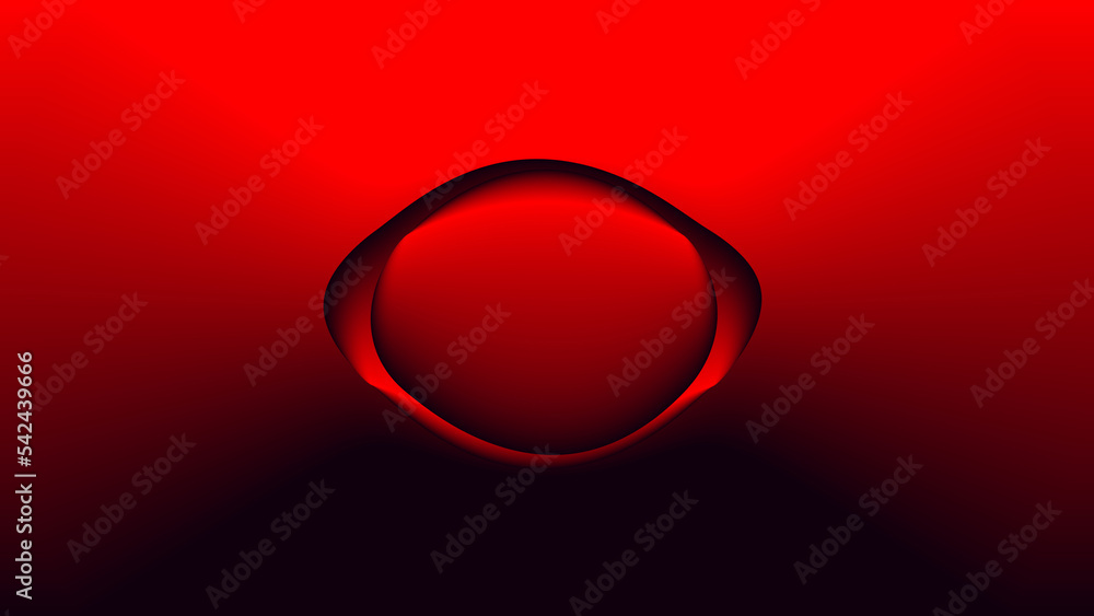 Bright glowing red color gradient background with 3d button in center ...