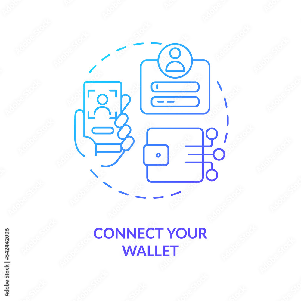 Connect your wallet blue gradient concept icon. Create artist profile ...