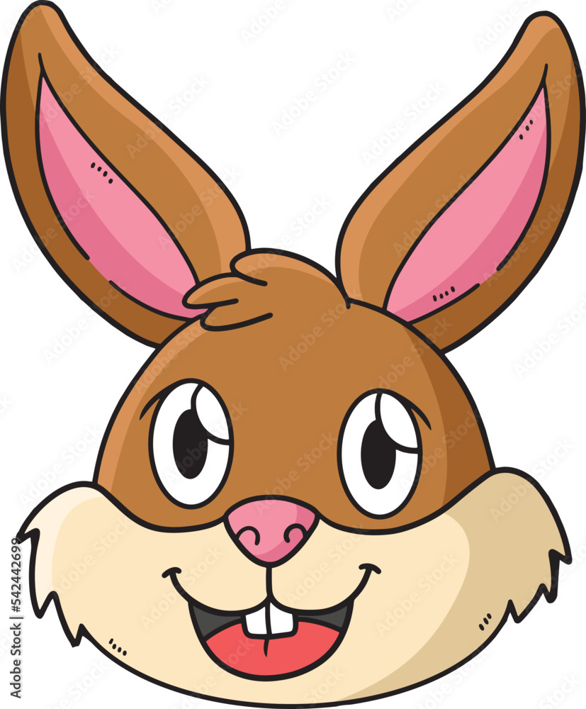 Rabbit Head Cartoon Colored Clipart Illustration Stock Vector | Adobe Stock