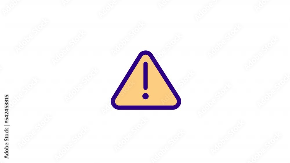 Animated attention color icon. Warning sign. Triangle shaped precaution ...
