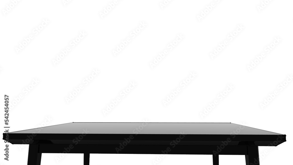 3d rendering of a black table isolated, product display stand mockup ...