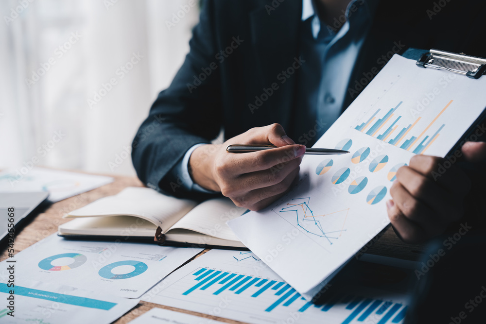 charts, financial graphs showing results are analyzing and calculating ...