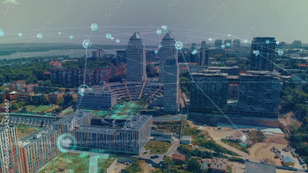 Artificial intelligence in the city. Digital city concept. artificial ...
