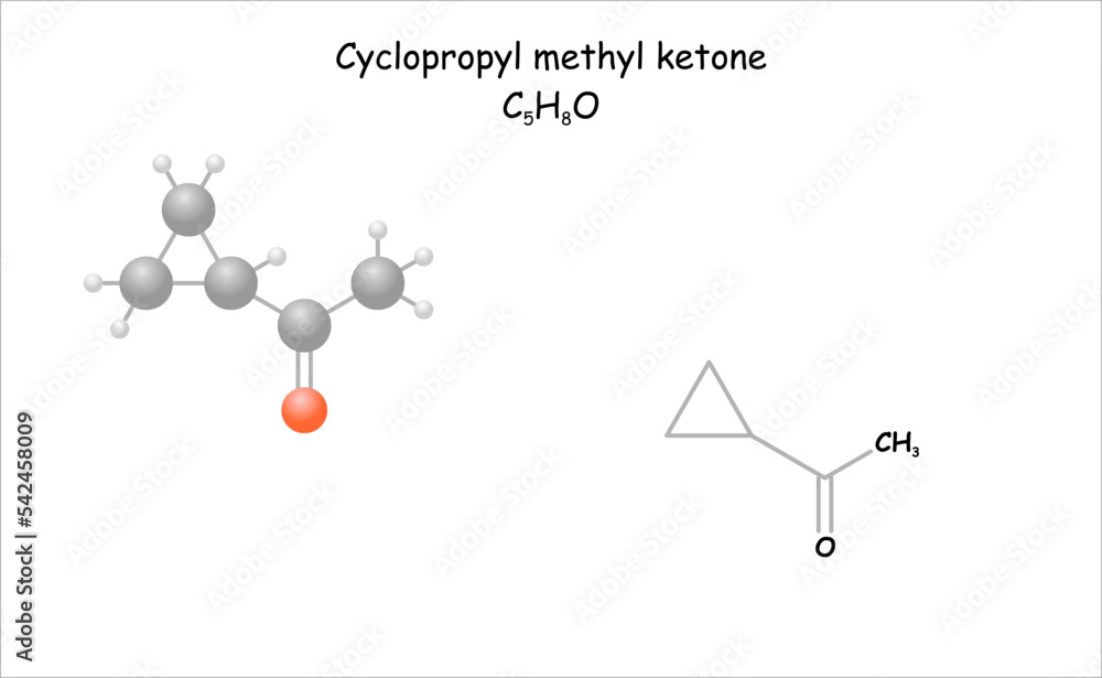 Stylized Molecule Model Structural Formula Of Cyclopropyl Methyl Ketone Stock Vector Adobe Stock