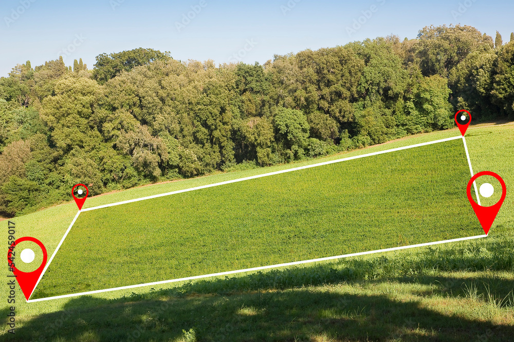 Building lot on hilly land - Land plot management - Real estate concept ...