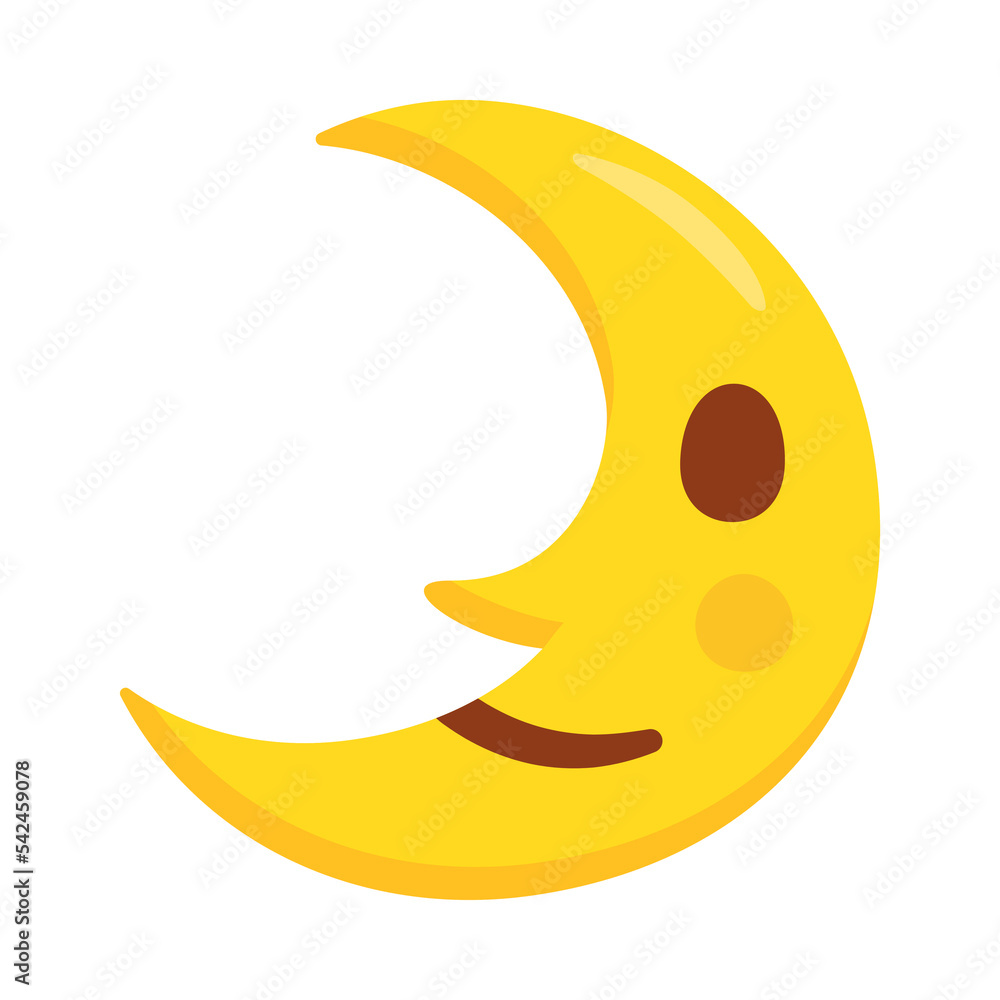Moon Face First Quarter Sign Emoji Icon Illustration. Astrology Vector ...