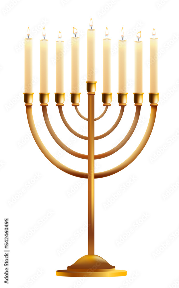 Hanukkah menorah realistic vector illustration isolated on transparent ...
