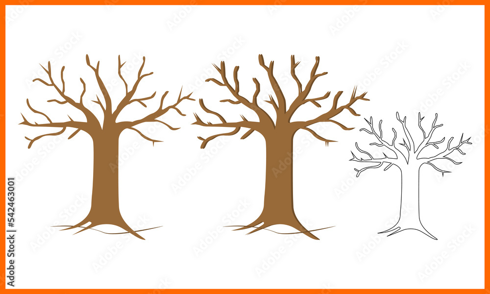 Abstract Flower Line Art, Tree Line Art. Stock Vector | Adobe Stock