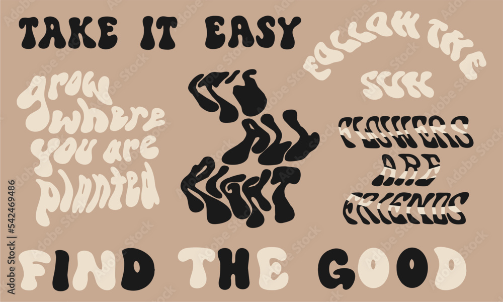 Poster Set of hippie design quotes, funky font – Wall Art | UkPosters