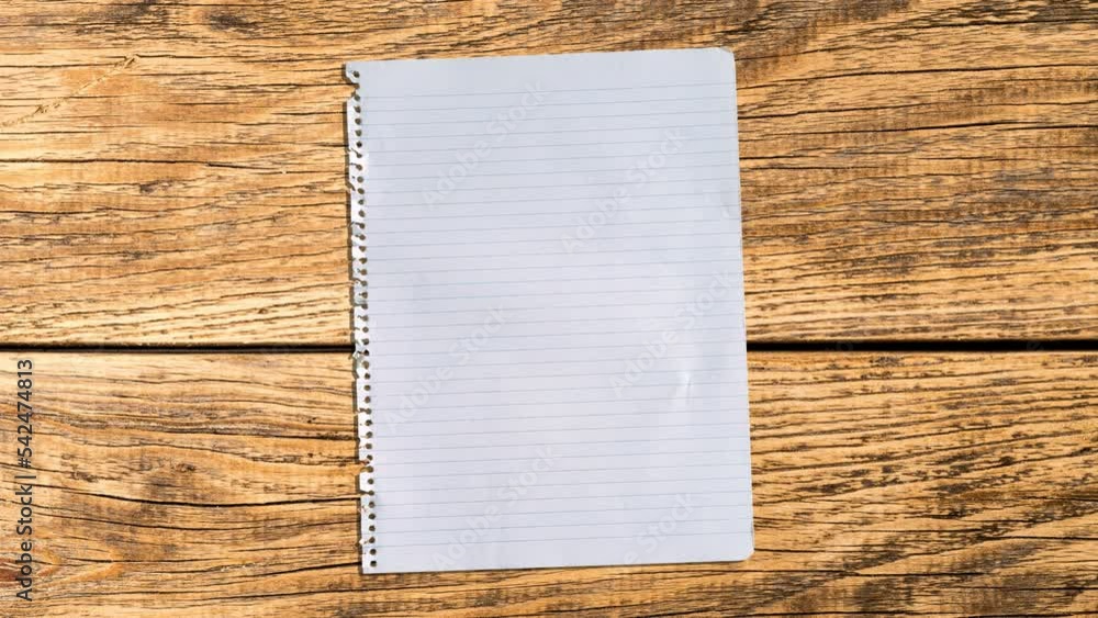 White lined paper animation transparent alpha background with shadow ...