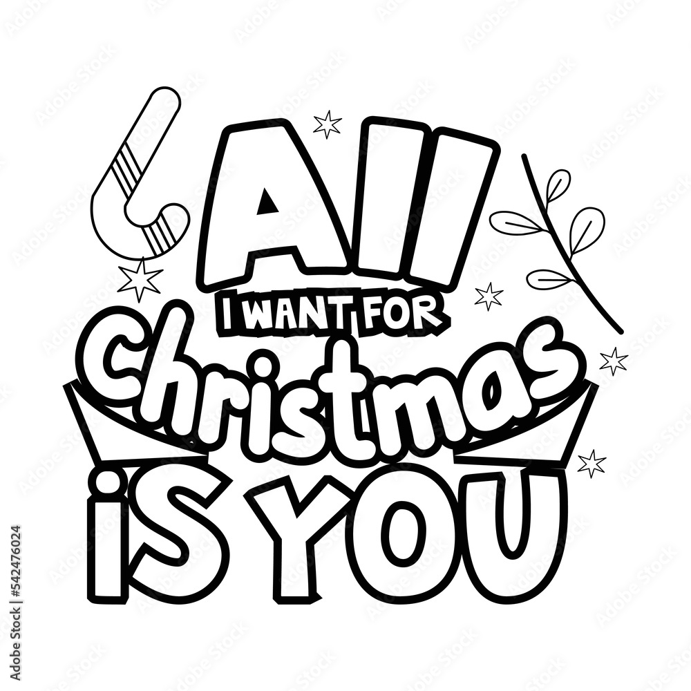 Merry Christmas Coloring page. Christmas line art coloring page design ...