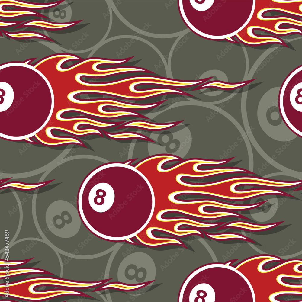 8 ball pool seamless pattern billiards repeating tile background ...