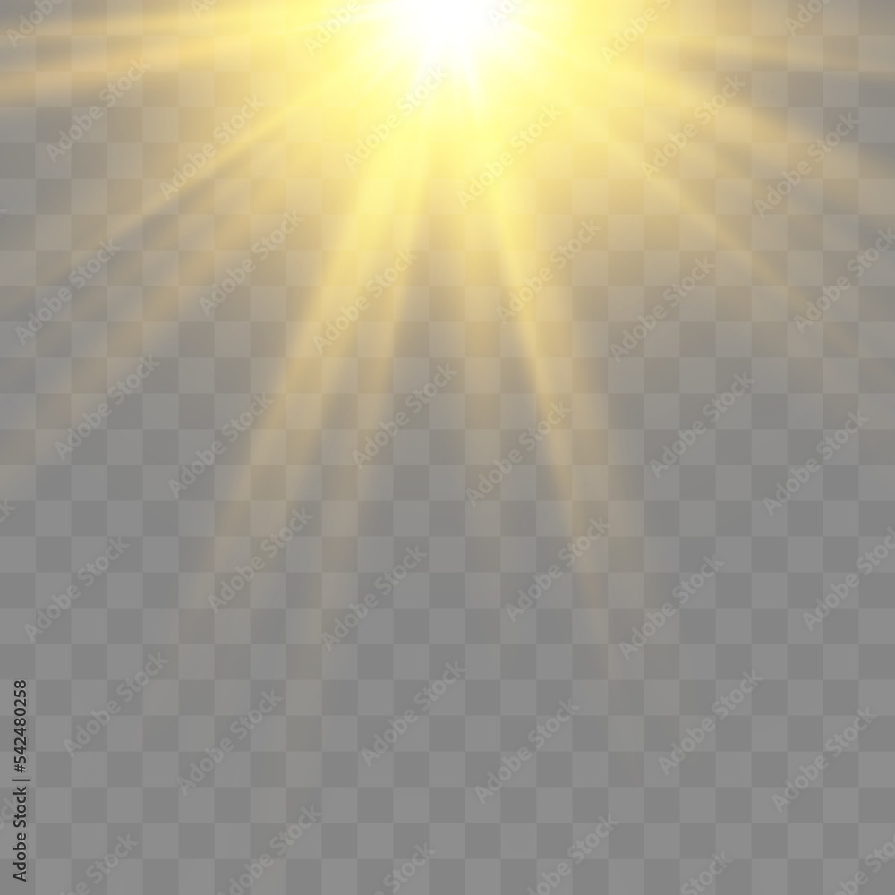Glow light effect, Bright sun. Vector transparent sunlight, special ...