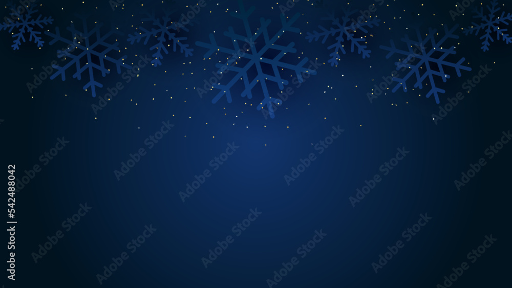 Navy christmas background with snowflakes and gold sequins Stock Vector ...