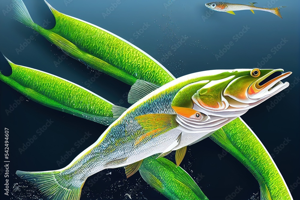 Pike Fishing Logo, Unique and Fresh Pike fish jumping out of the water ...