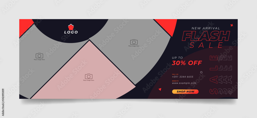 Flash sale facebook cover page timeline web ad banner template with ...