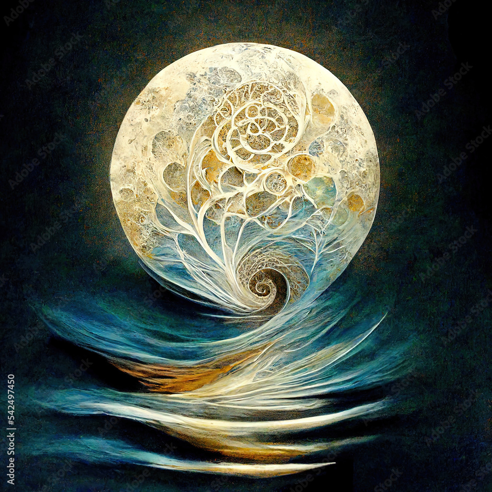 Dream of a different full moon, moon becoming a nautilus or a shell ...