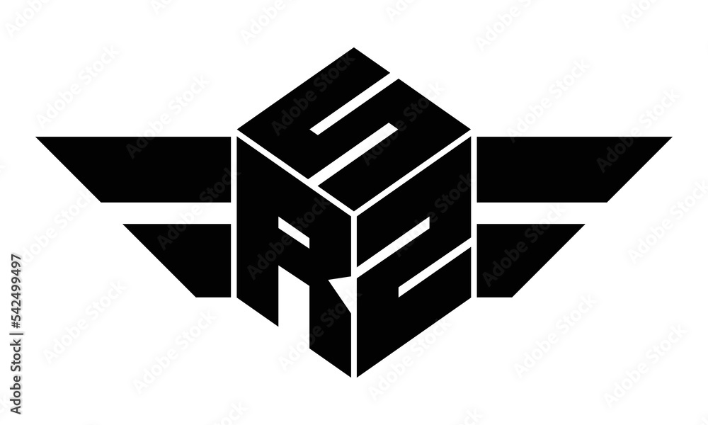 SRZ three letter gaming logo in polygon cube shape logo design vector ...