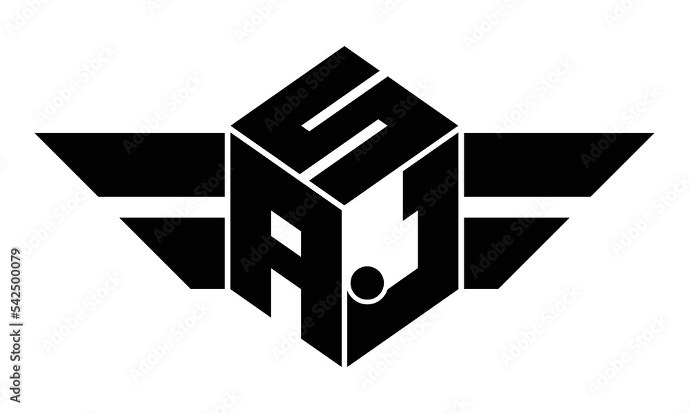 SAJ three letter gaming logo in polygon cube shape logo design vector ...