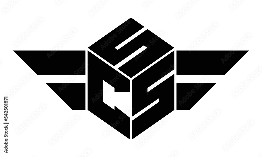 SCS three letter gaming logo in polygon cube shape logo design vector ...
