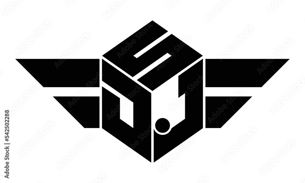 Sdj Three Letter Gaming Logo In Polygon Cube Shape Logo Design Vector Template Wordmark Logo