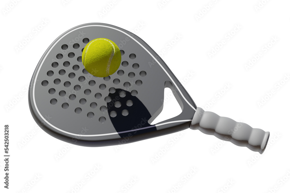 Racchetta da Padel con palla, su sfondo bianco. Illustrazione 3d ...