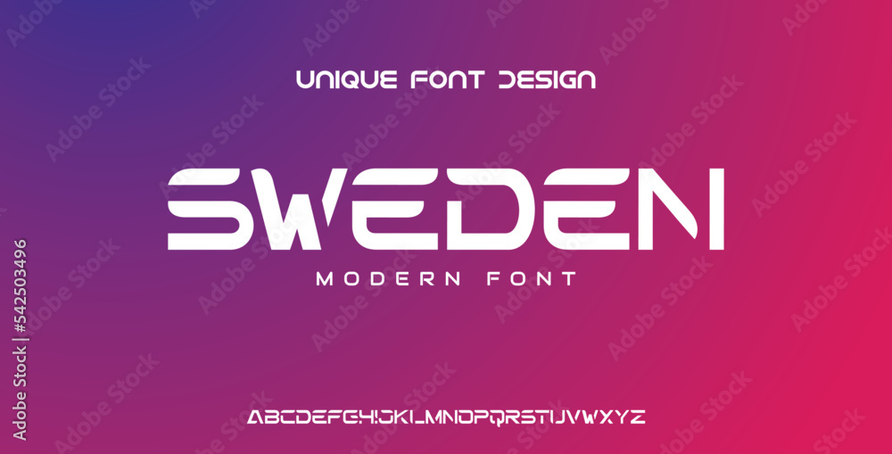 SWEDEN Abstract digital modern alphabet font. Logo creative font, type ...