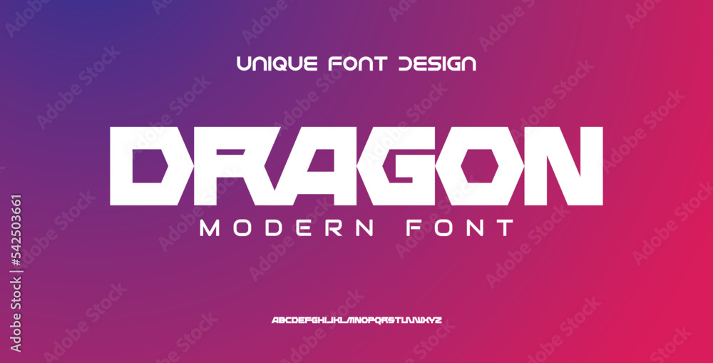 DRAGON Minimal urban font. Typography digital modern alphabet font ...