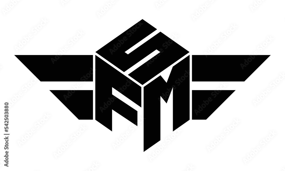 SFM three letter gaming logo in polygon cube shape logo design vector ...