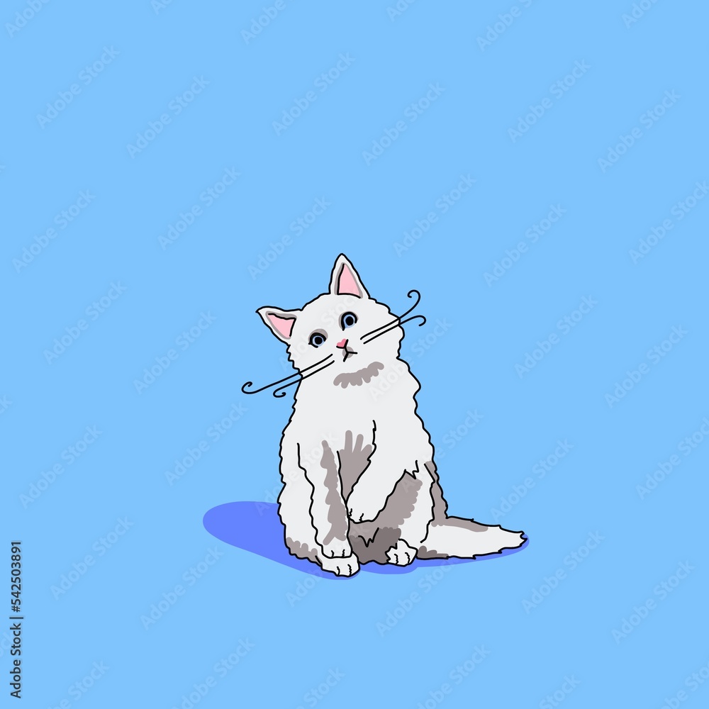 Cartoon inspired color pet portrait illustration hand drawn long hair ...