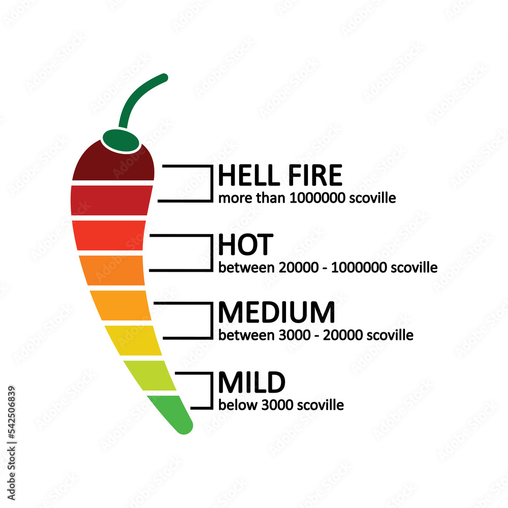 Chilli pepper hotness level icon. Spicy food hotness level illustration ...