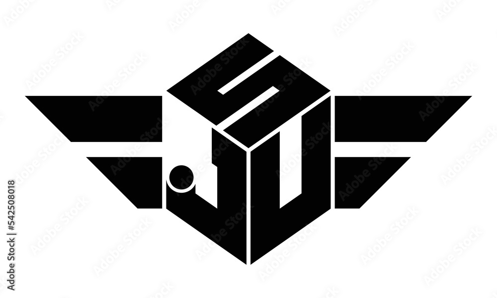 SJU three letter gaming logo in polygon cube shape logo design vector ...