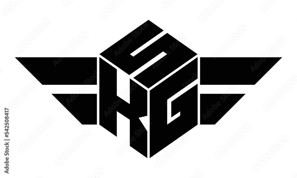 SKG three letter gaming logo in polygon cube shape logo design vector ...
