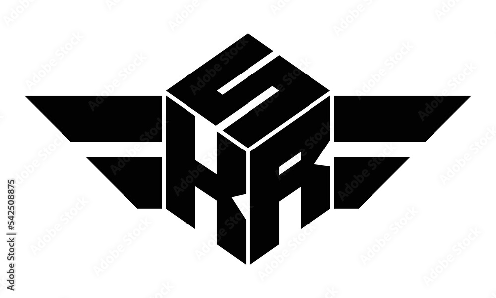 SKR three letter gaming logo in polygon cube shape logo design vector ...