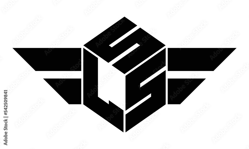SLS three letter gaming logo in polygon cube shape logo design vector ...