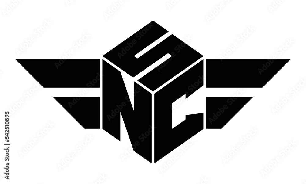 SNC three letter gaming logo in polygon cube shape logo design vector ...