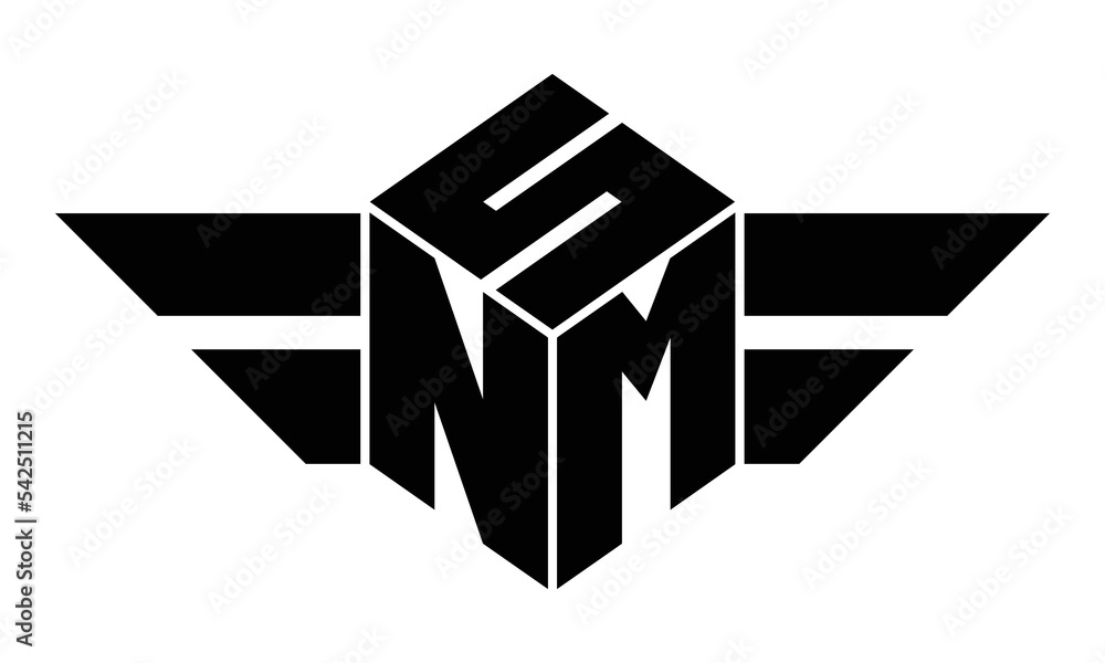 SNM three letter gaming logo in polygon cube shape logo design vector ...