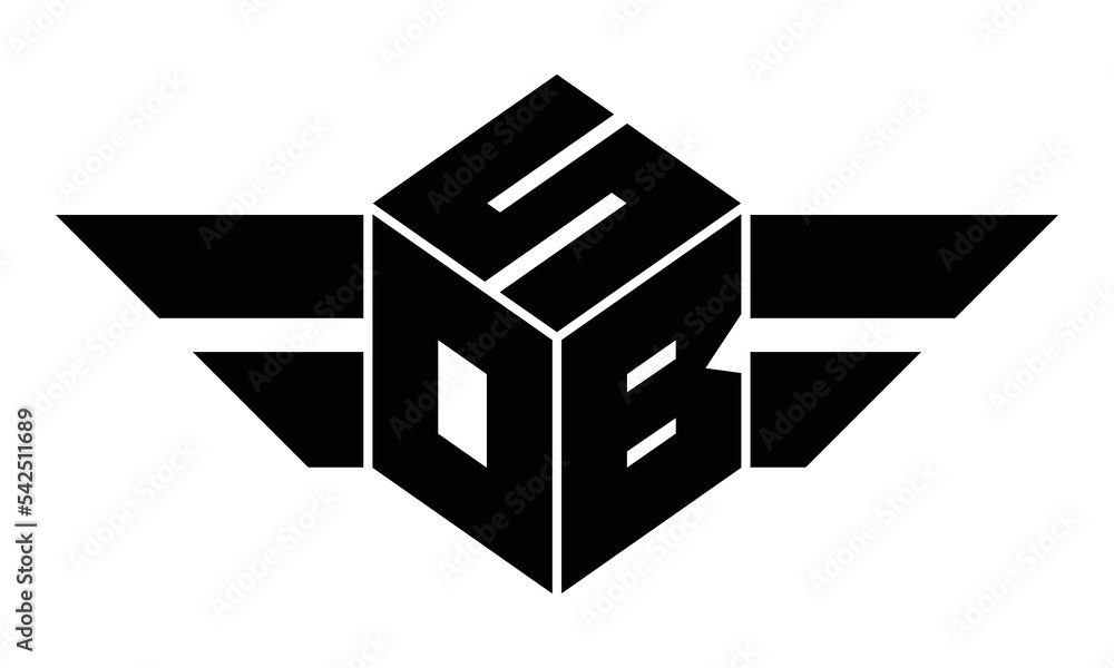 SOB three letter gaming logo in polygon cube shape logo design vector ...