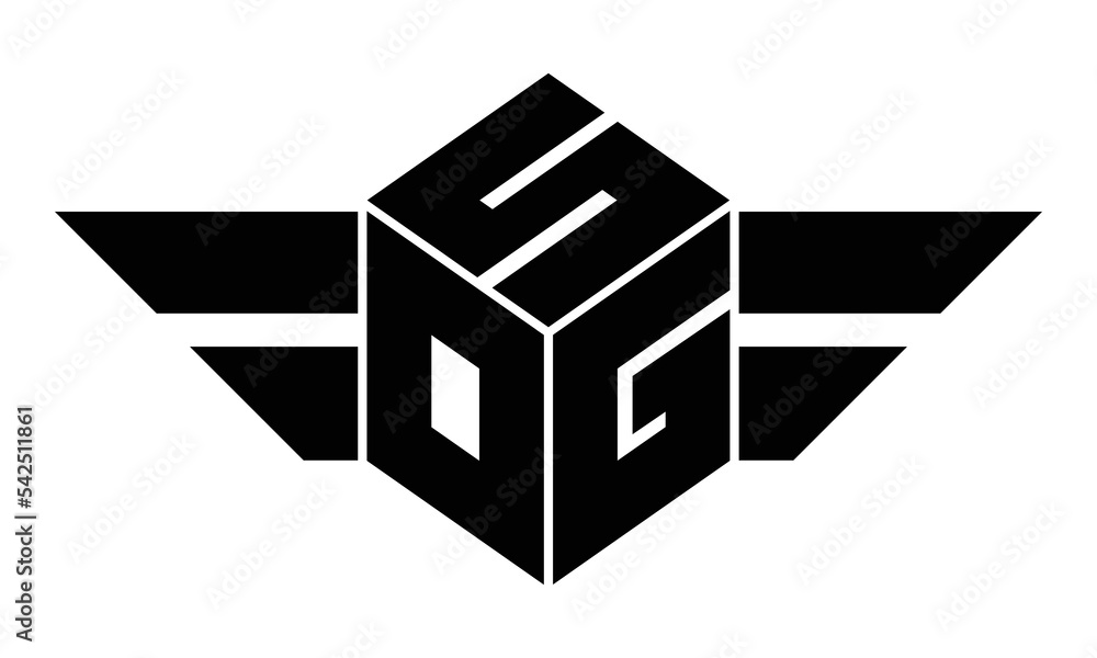 SOG three letter gaming logo in polygon cube shape logo design vector ...
