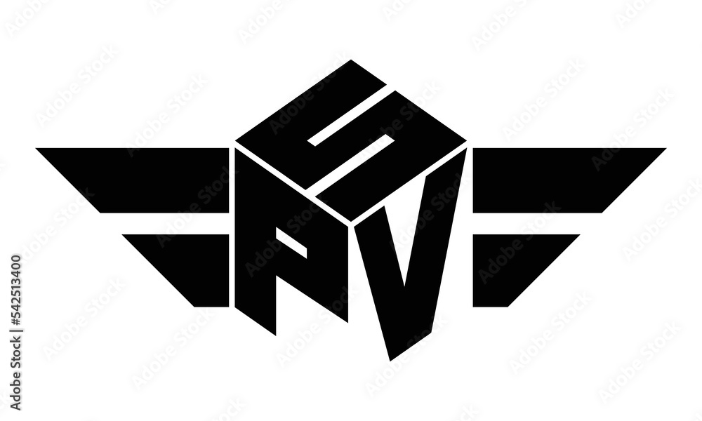 SPV three letter gaming logo in polygon cube shape logo design vector ...