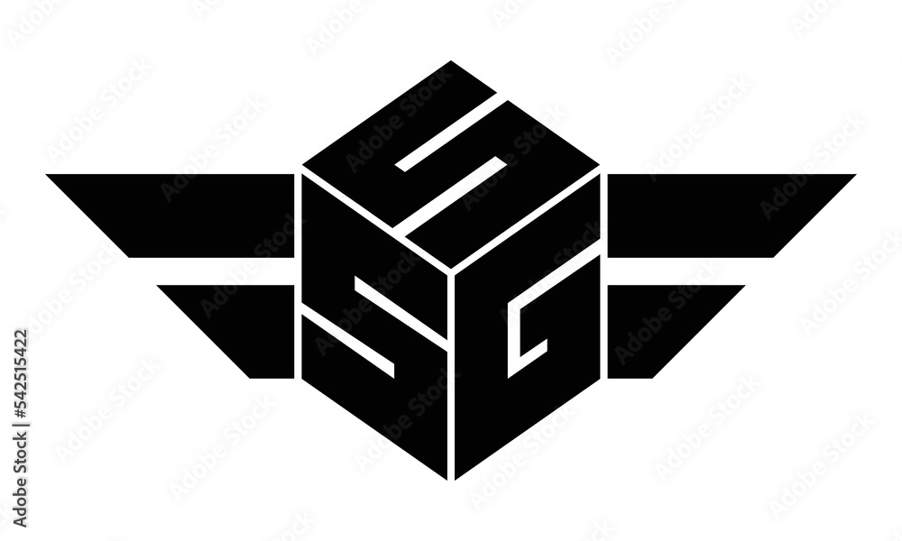 SSG three letter gaming logo in polygon cube shape logo design vector ...
