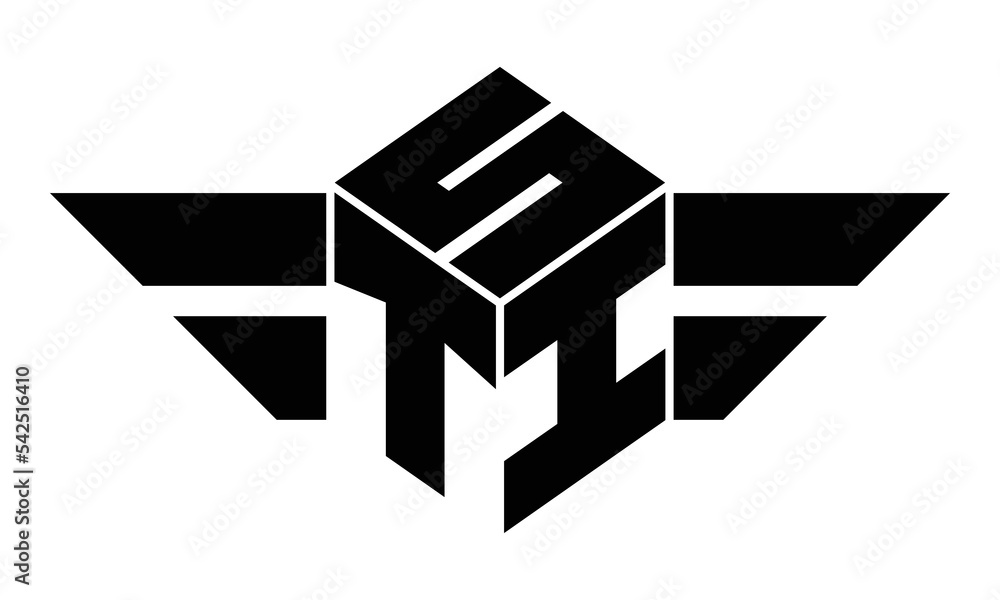 STI three letter gaming logo in polygon cube shape logo design vector ...