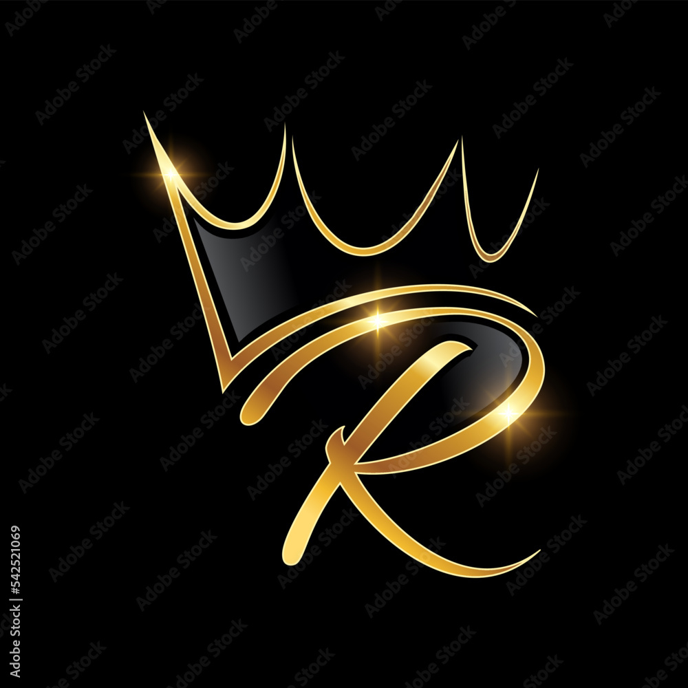 Gold Monogram Crown Logo Initial Letter R Stock Vector | Adobe Stock