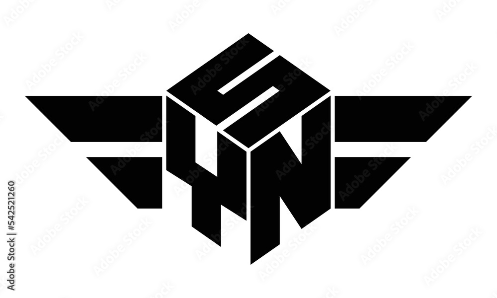 SYN three letter gaming logo in polygon cube shape logo design vector ...