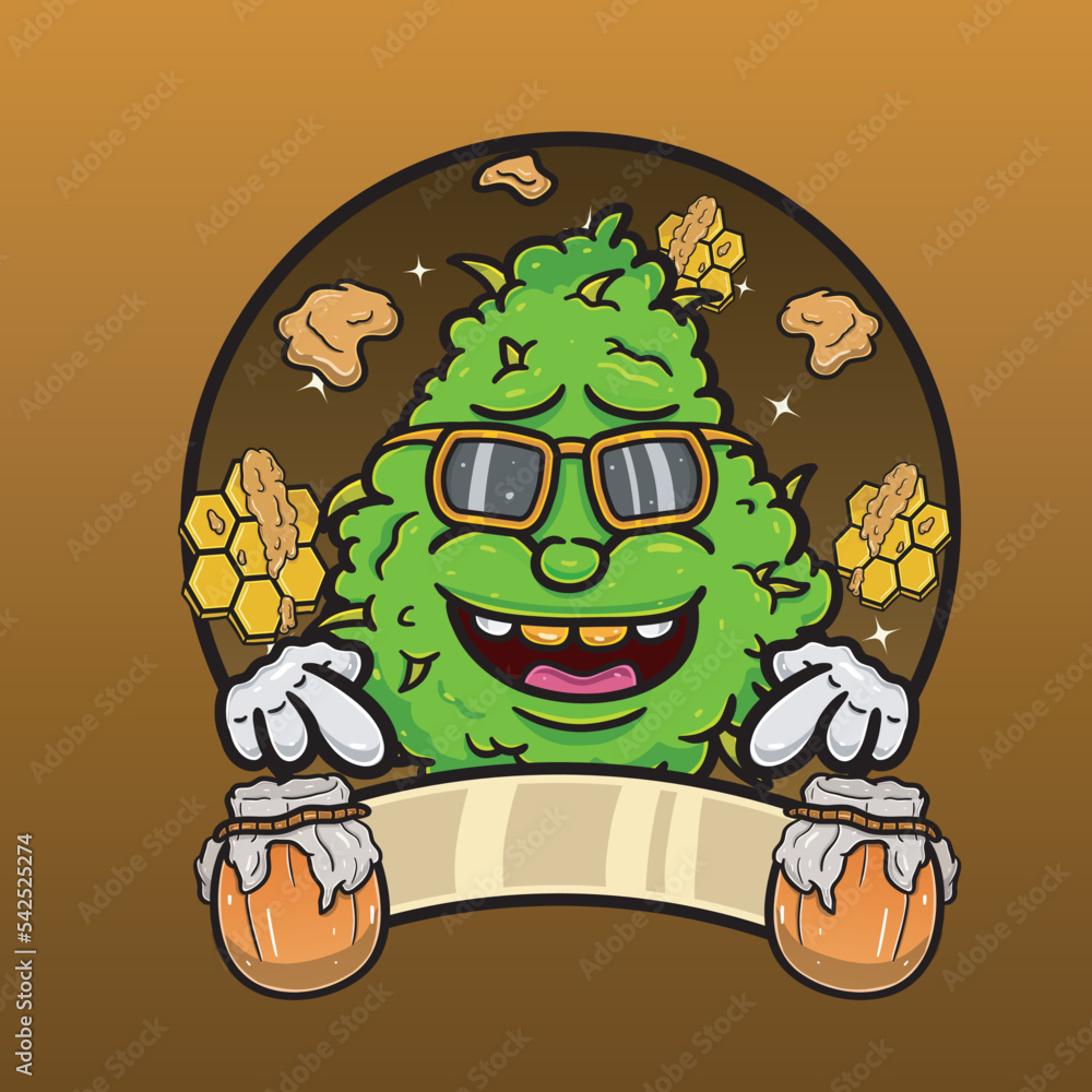 Honey Strain With Weed Cartoon. Weed Design For Logo, Label and ...