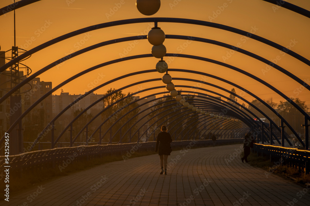 Pathway over subway between stations Cerny Most and Rajsky Zahrada ...