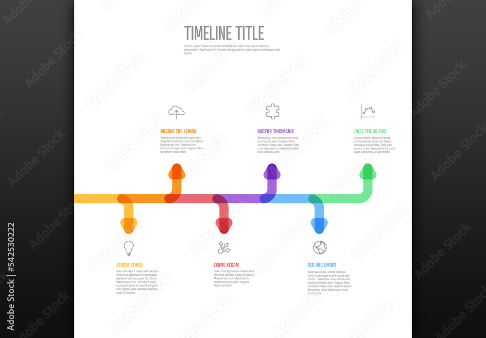 Horizontal Infographic Timeline Template with Arrows and Icons Stock ...